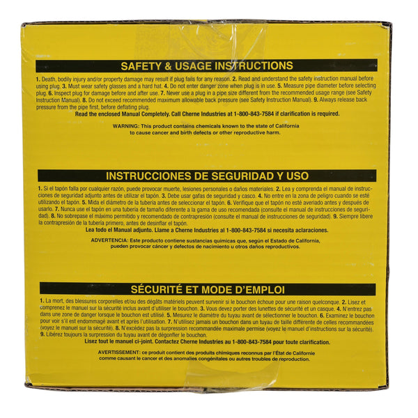 Cherne ® 4" Inside-of-pipe Gripper ® Plug,17 PSI - 40 ft. - Enviro ...